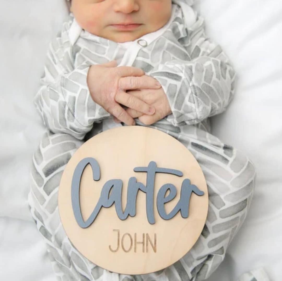 Baby Birth Announcement Sign Baby Name Sign for Hospital Wooden Birth ...