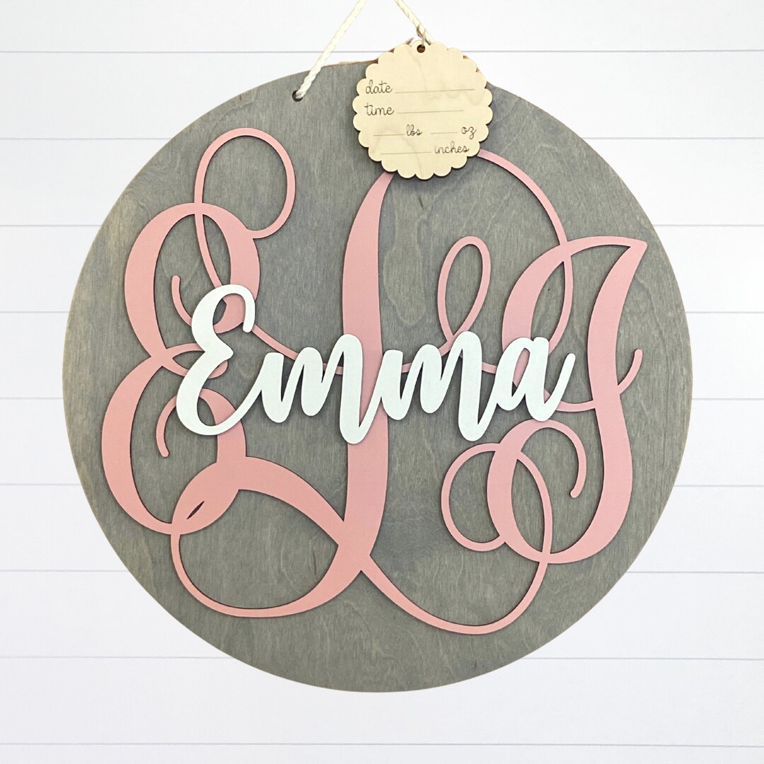 Baby Hospital Sign Door Hanger Floral Nursery Name Sign Birth Stat Sign ...