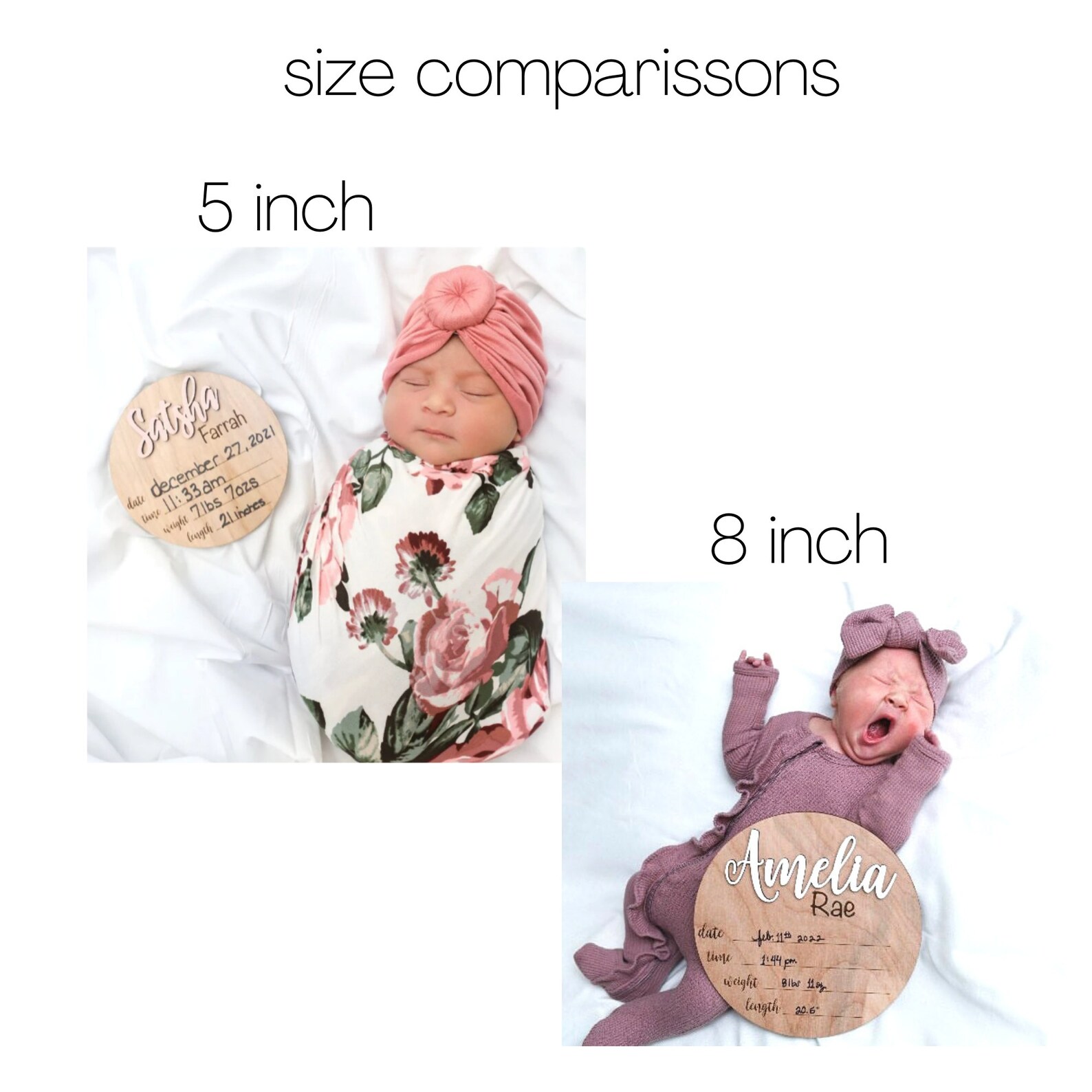 Round Wood Baby Announcement Sign| Birth Stat Sign | Nursery, Baby ...