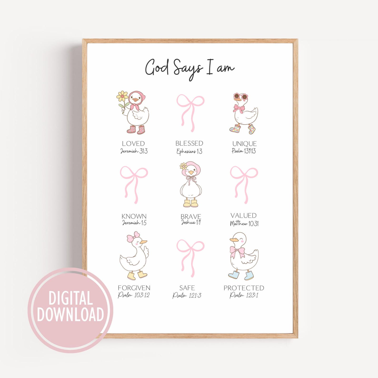 God Says I Am Biblical Affirmations Silly Goose Christian Nursery Print ...
