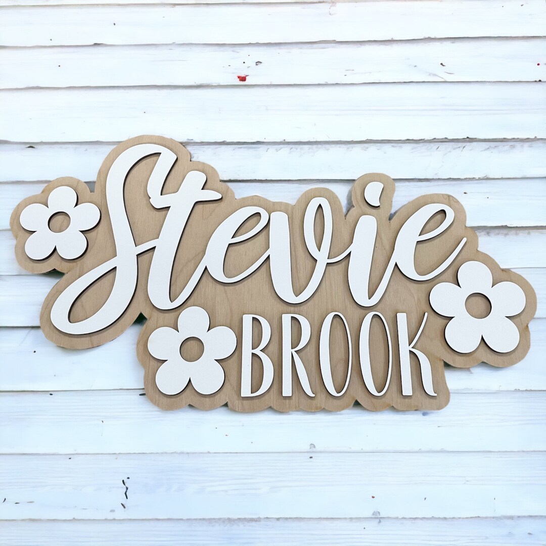 Flower Name Sign for Nursery Girl, Baby Girl Name Sign, Custom Large ...