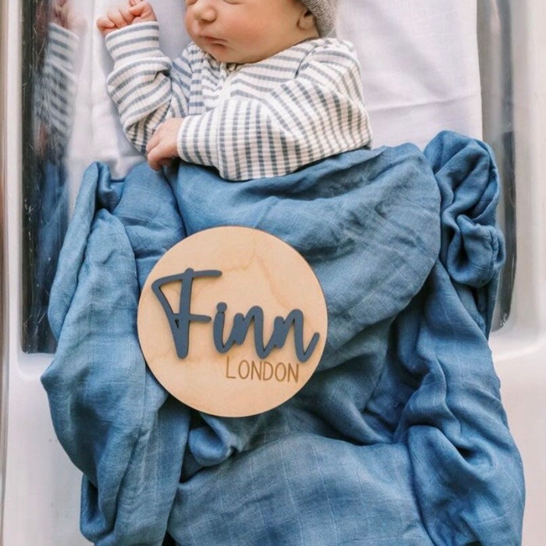 Baby Birth Announcement Sign Name Sign for Hospital Wooden Birth Stat ...