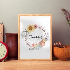 Thanksgiving Printable, Thankful Digital Download, Fall Decoration ...
