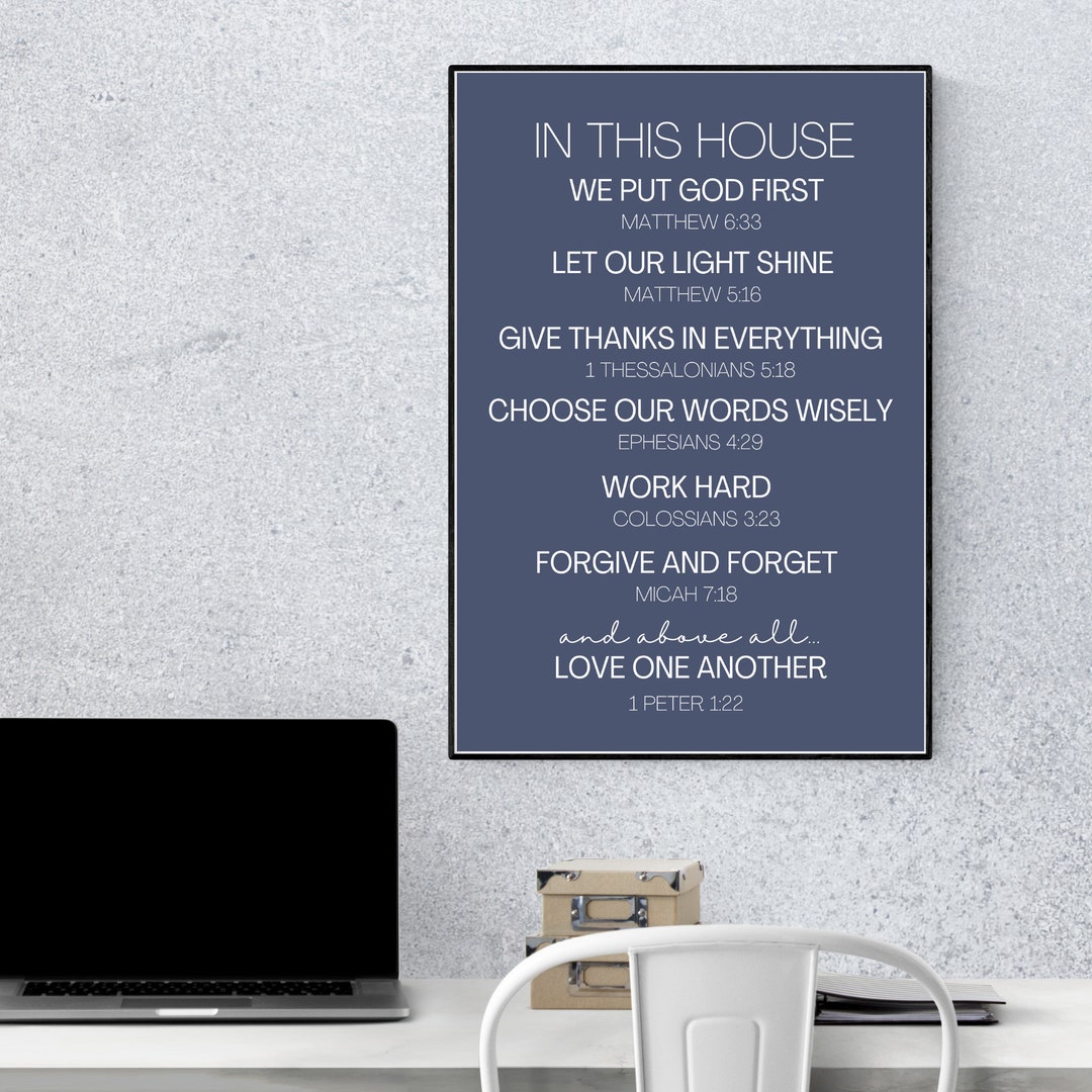 Family House Rules Print, in This House We..., Scripture House Rules ...