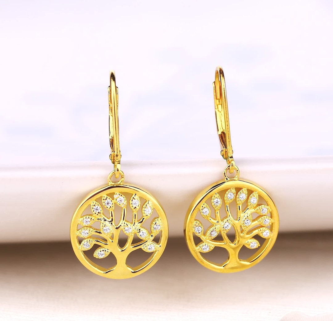 Tree Way(symbol) of Life, Nature Symbol Hoop Dangle Earrings With Multy ...