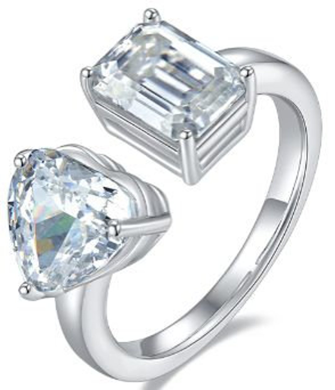 Double Diamond Rings 14K Solid Gold - Engagement Rings - Women Jewelry ...