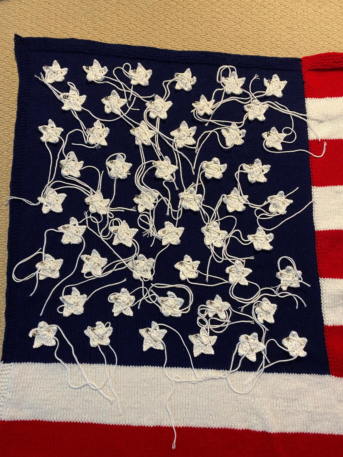 Hand Knitted American Flag Blanket - Etsy