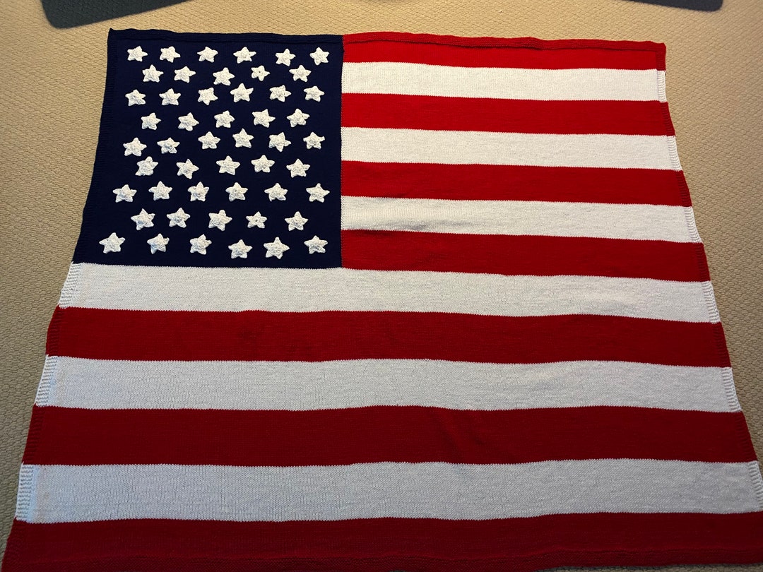 Hand Knitted American Flag Blanket - Etsy