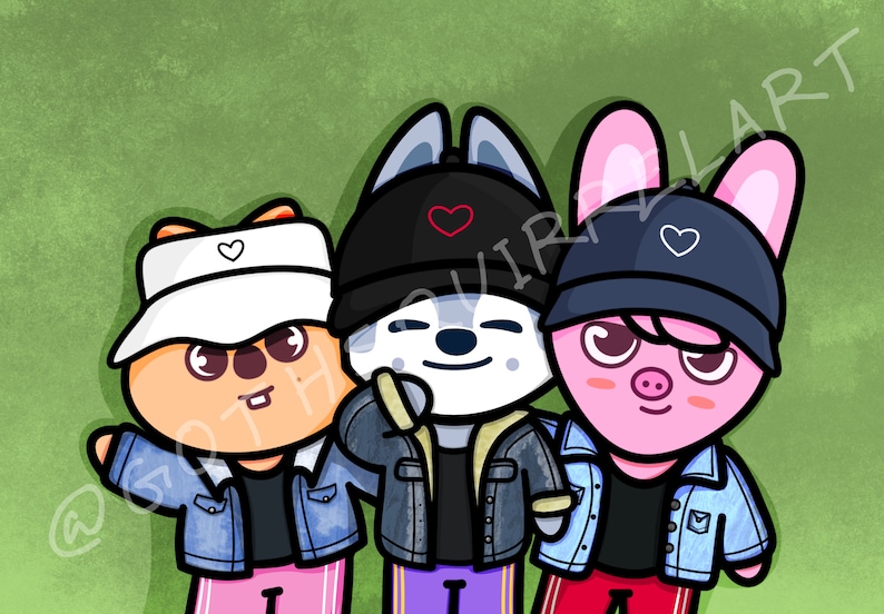 Stray Kids/skzoo Inspired - 3RACHA - HAN Quokka, Wolf Chan, Dwaekki ...