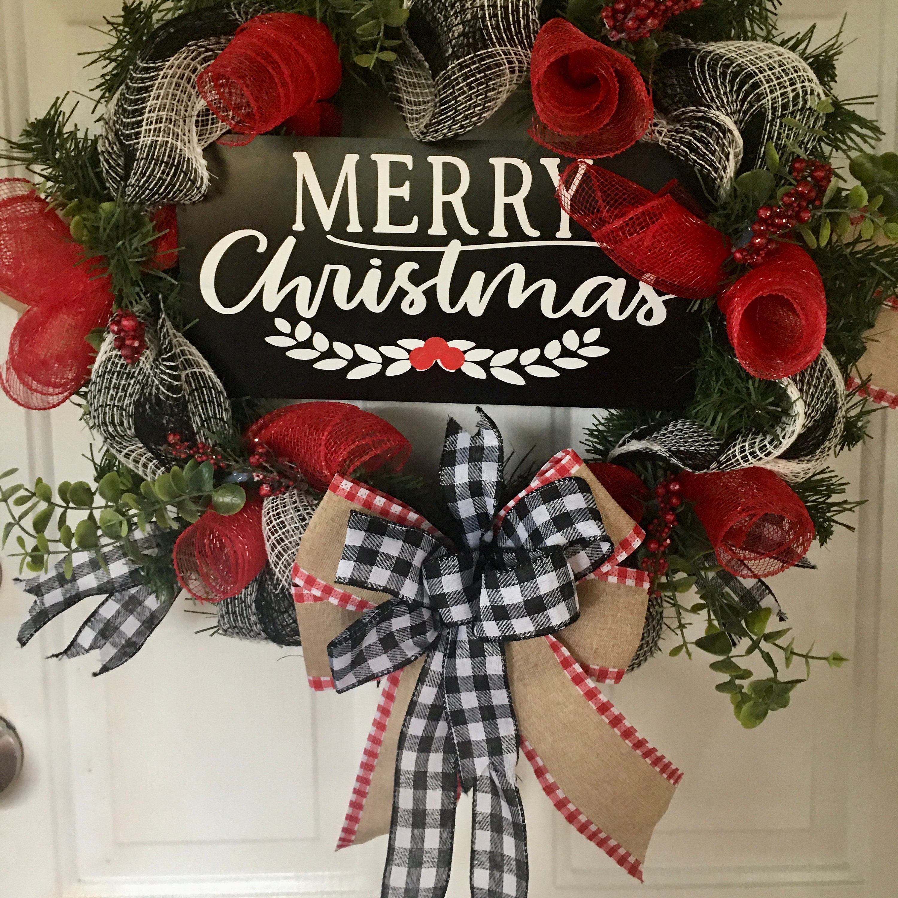 Buffalo Plaid Christmas Wreath Christmas Wreath Buffalo Etsy