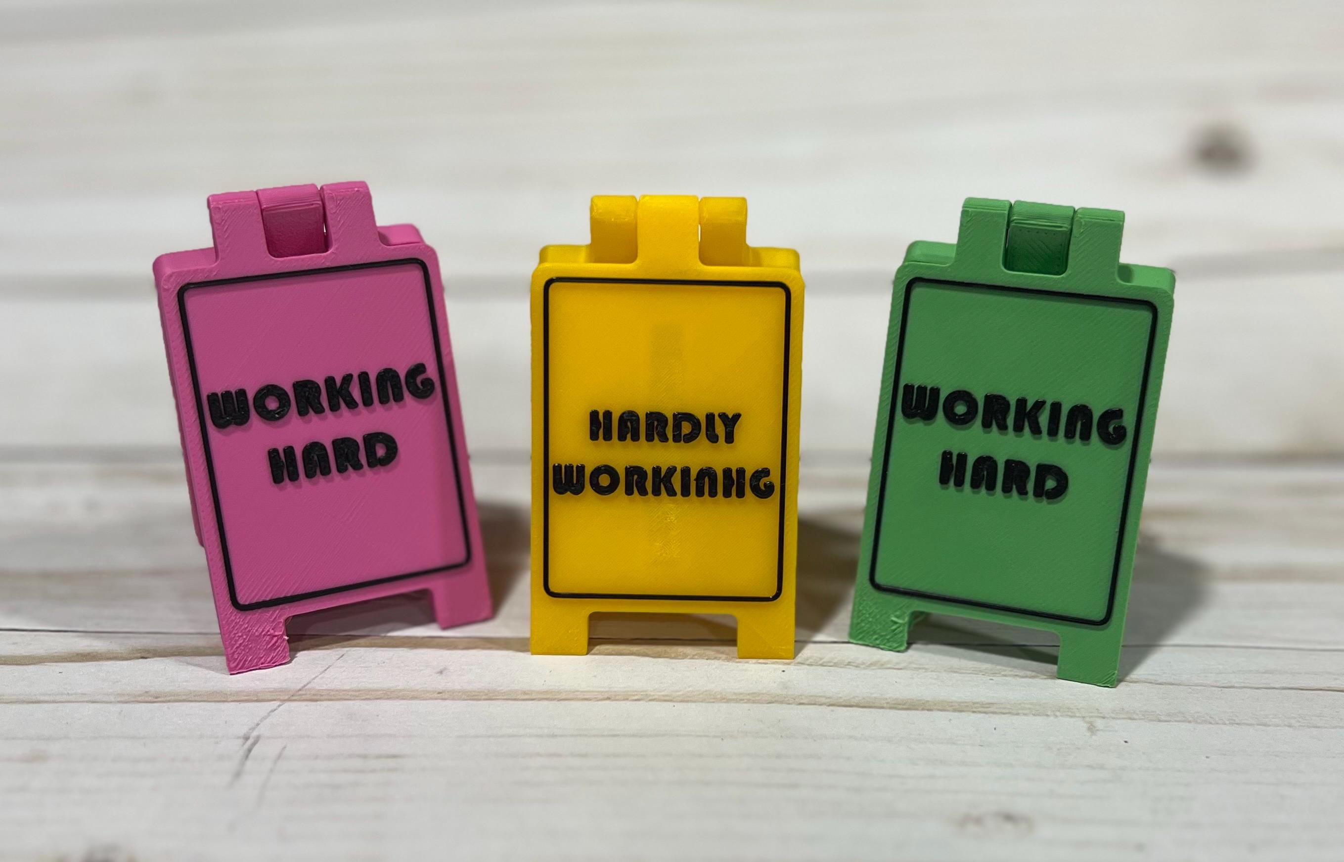 3D Printed Mini Floor Caution Sign|hardly Working Decor|working Hard ...