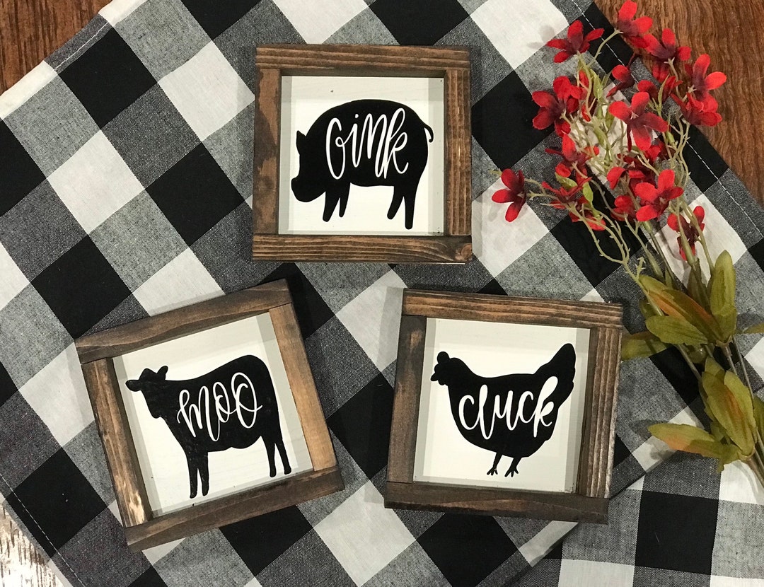 Moo,cluck,oink Signs|farm Animal Sign|farmhouse Decor|farmhouse Kitchen ...