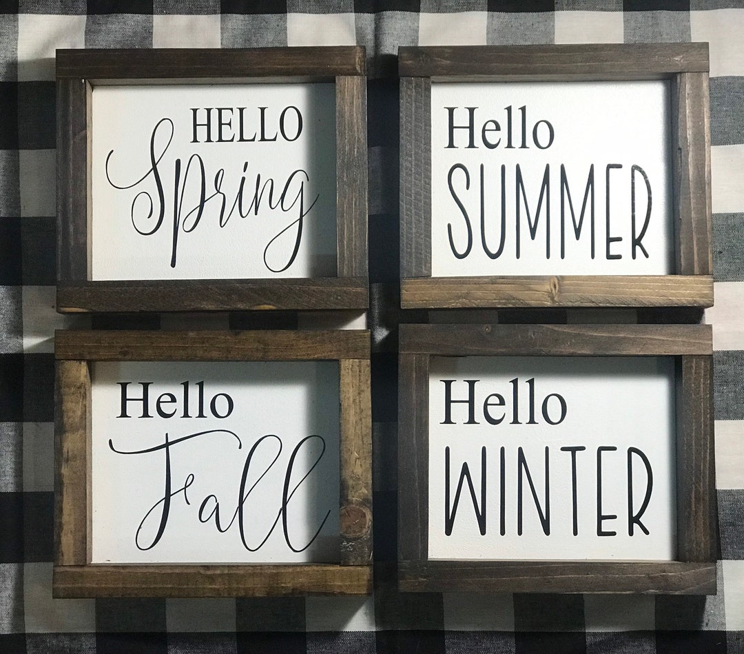 Season Signs|farmhouse Decor|farmhouse|hello Spring Sign|hello Summer ...