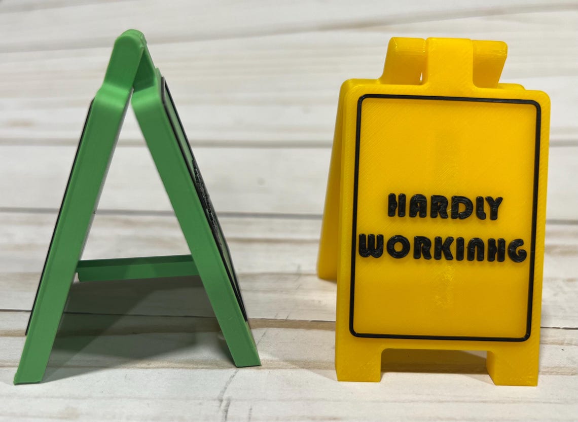 3D Printed Mini Floor Caution Sign|hardly Working Decor|working Hard ...