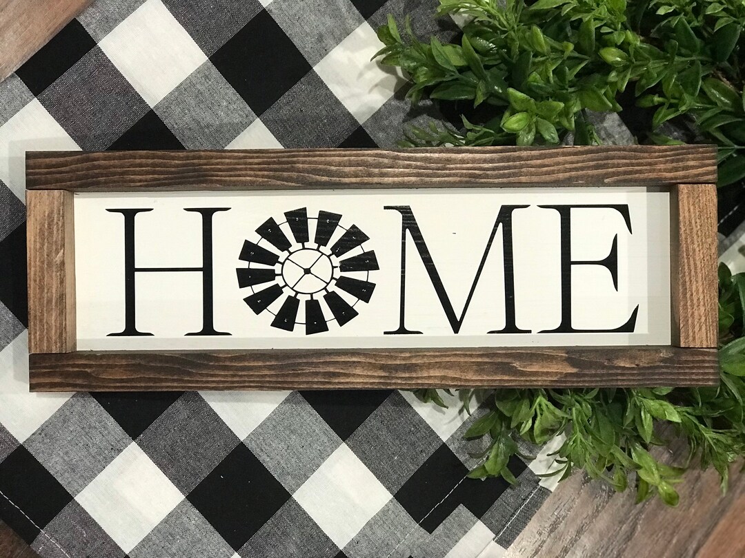 Home + Windmill Farmhouse Sign - Etsy