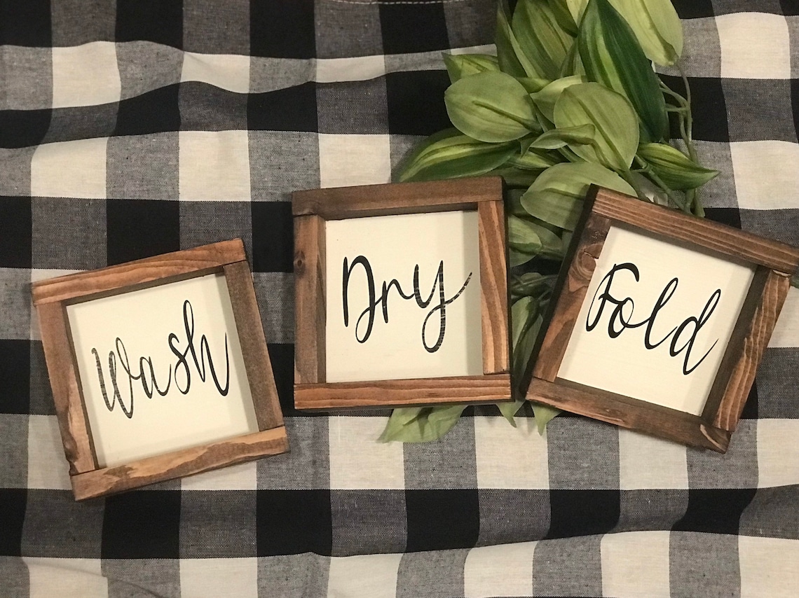 Wash Dry Fold Laundry Sign Laundry DecorWood SignLaundry | Etsy
