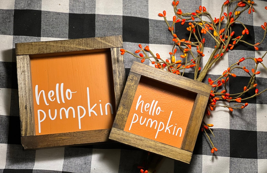 Hello Pumpkinfall Signhalloween Decorhome Decorpumpkinwood ...