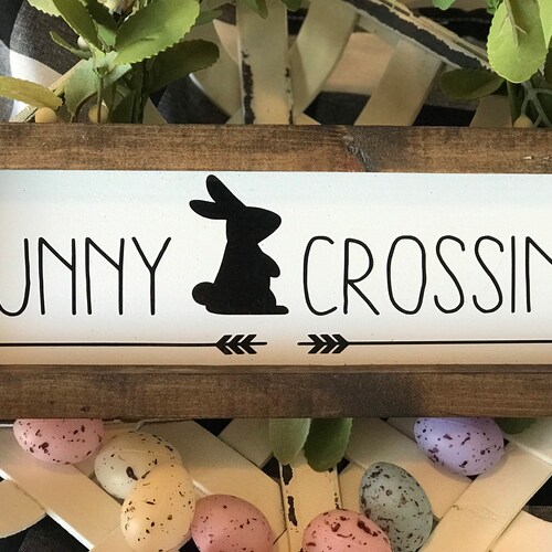 Bunny Crossing Sign Farmhouse Easter Decor Rabbit Crossing - Etsy