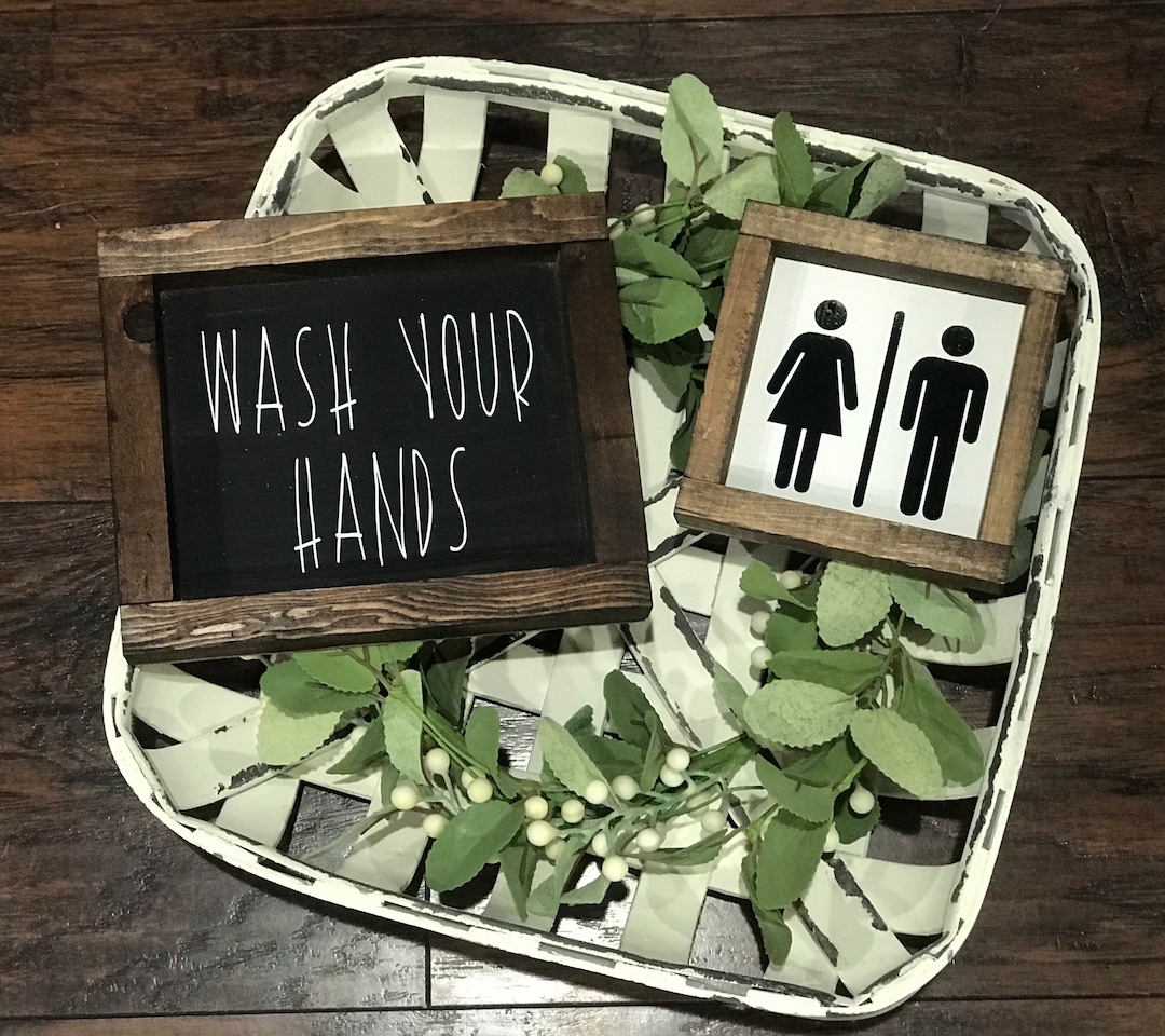 Wash Your Hands + Bathroom Sign|bathroom Decor|farmhouse Bathroom|wash ...