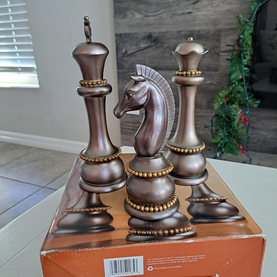 Elements Decorative Chess Pieces Figurines Set of Three in Its Original ...