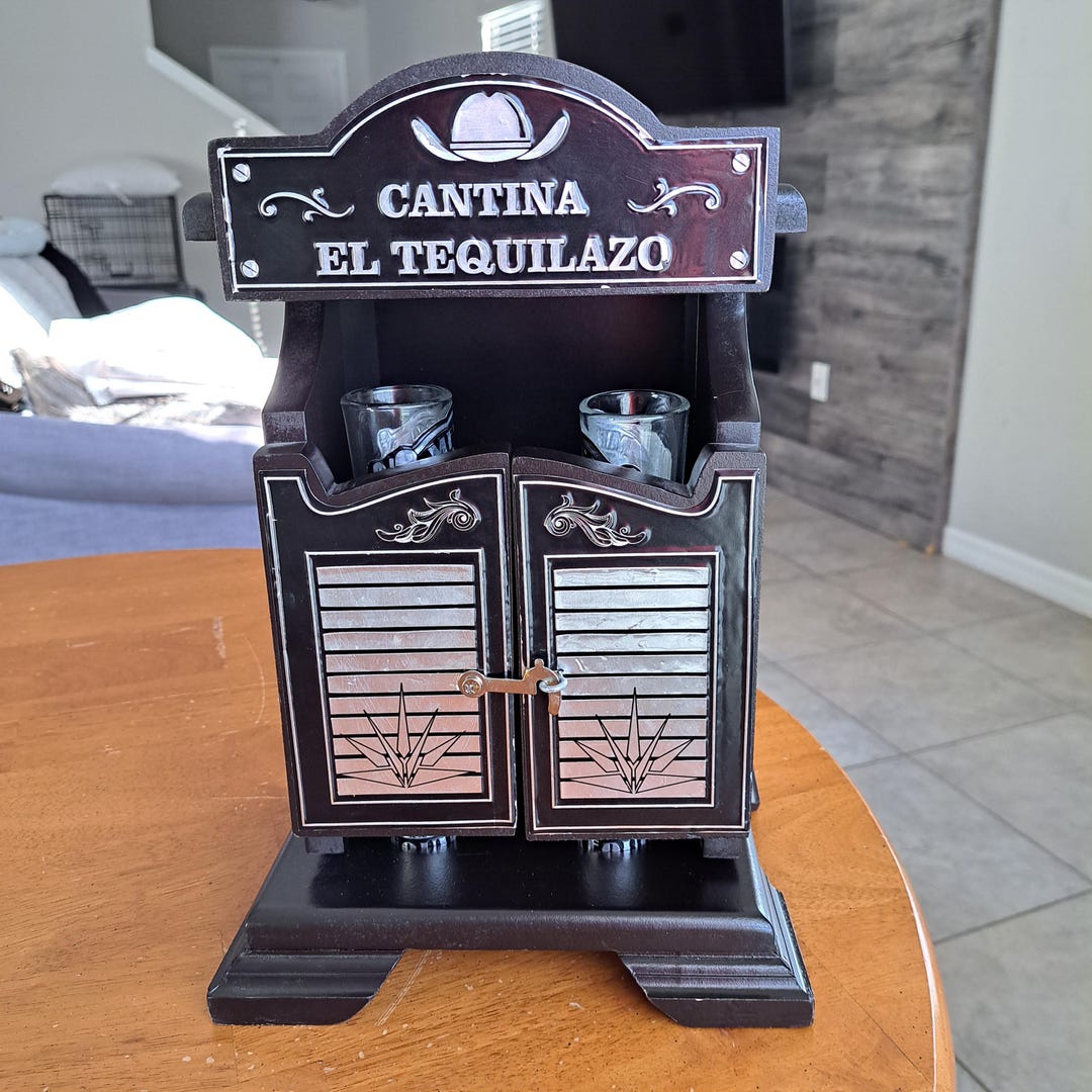 Vintage Black Wooden Mexican Cantina "el Tequilazo" and Four Shot ...