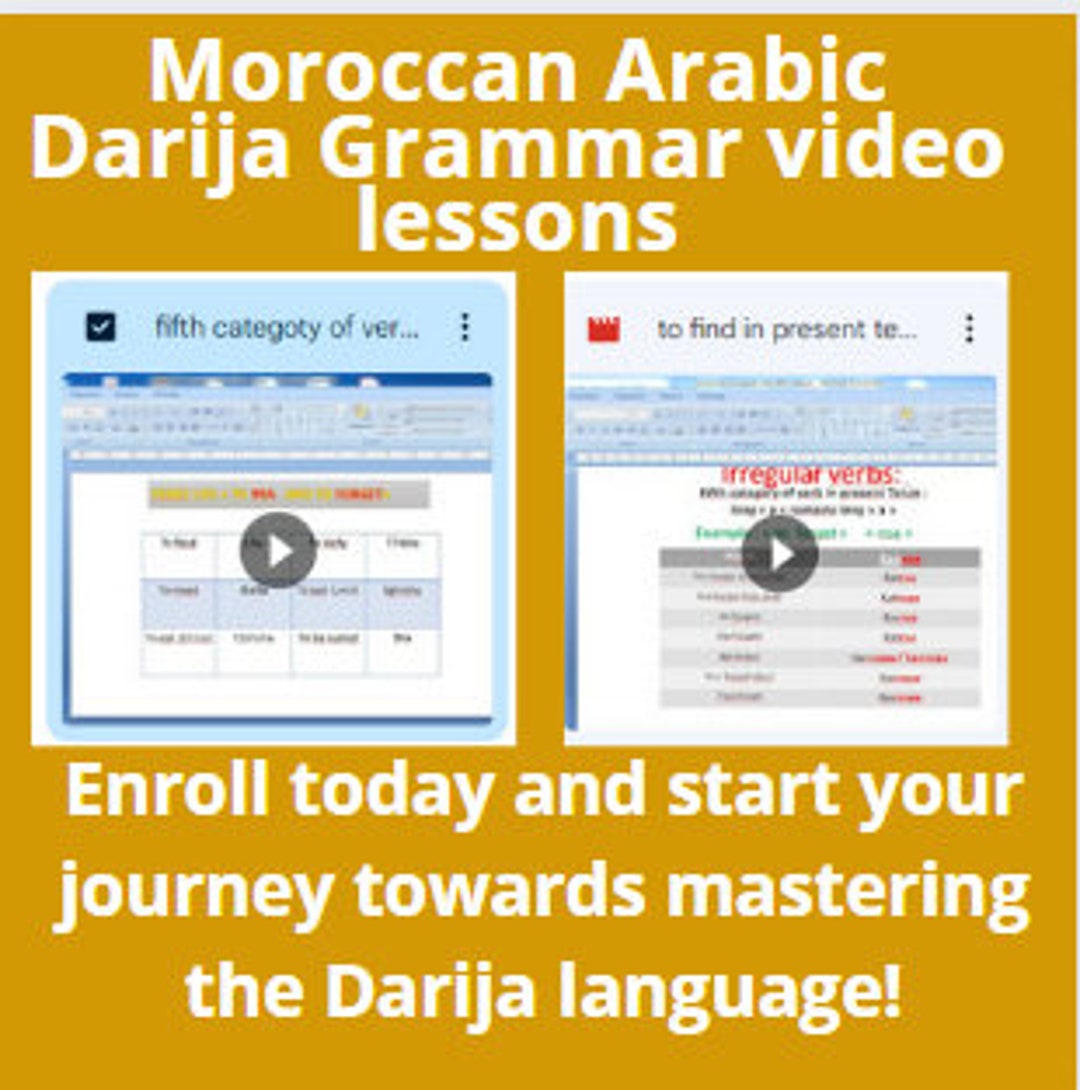 Moroccan Arabic Grammar Video Course Instant Download via - Etsy