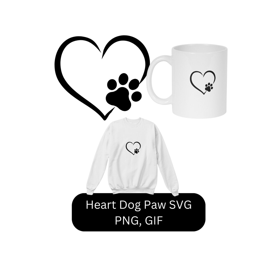 Heart Dog Paw SVG File,paw Print Heart, PNG Paw Heart Print, Heart Paw ...