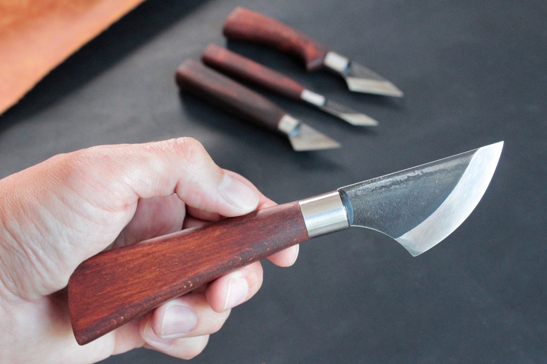 Leather Parring Skiving Knife, One Beveled Rounded Curved Leather Knife ...