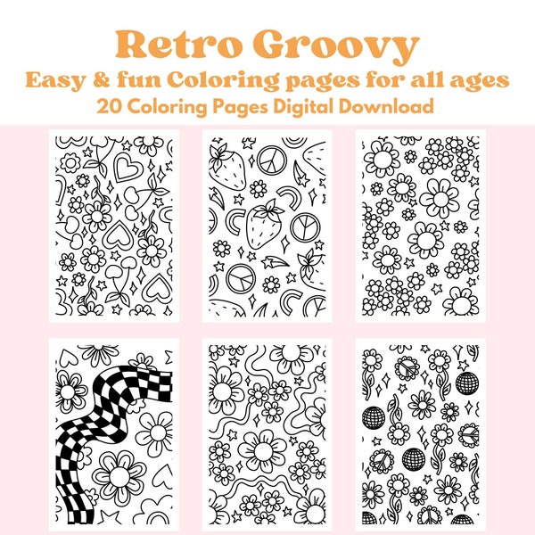 Retro Coloring Book - Etsy