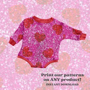 Sequin Glitter Hearts Seamless Pattern for Valentine's Day, Faux ...