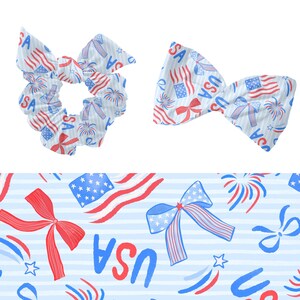 American Flag Coquette Bows Seamless Pattern for Fourth of July ...
