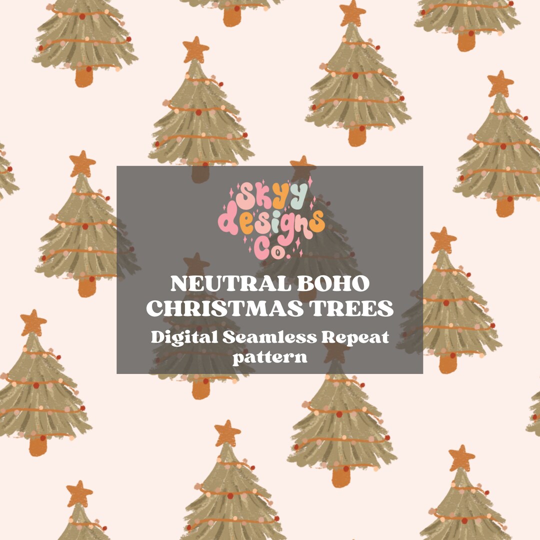 Neutral Boho Christmas Trees Seamless Pattern for Christmas, Christmas ...
