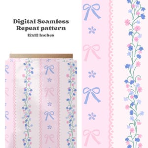 Coquette Lace Stripe Seamless Pattern for Spring, Floral Cottage Core ...