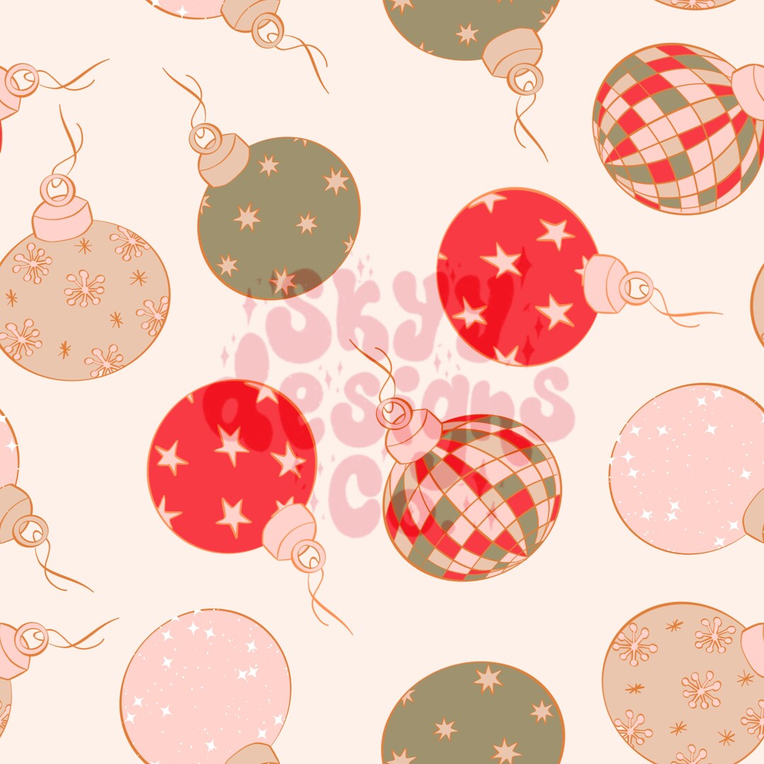 Retro Christmas Ornaments Seamless Pattern, Traditional Holiday Pattern ...