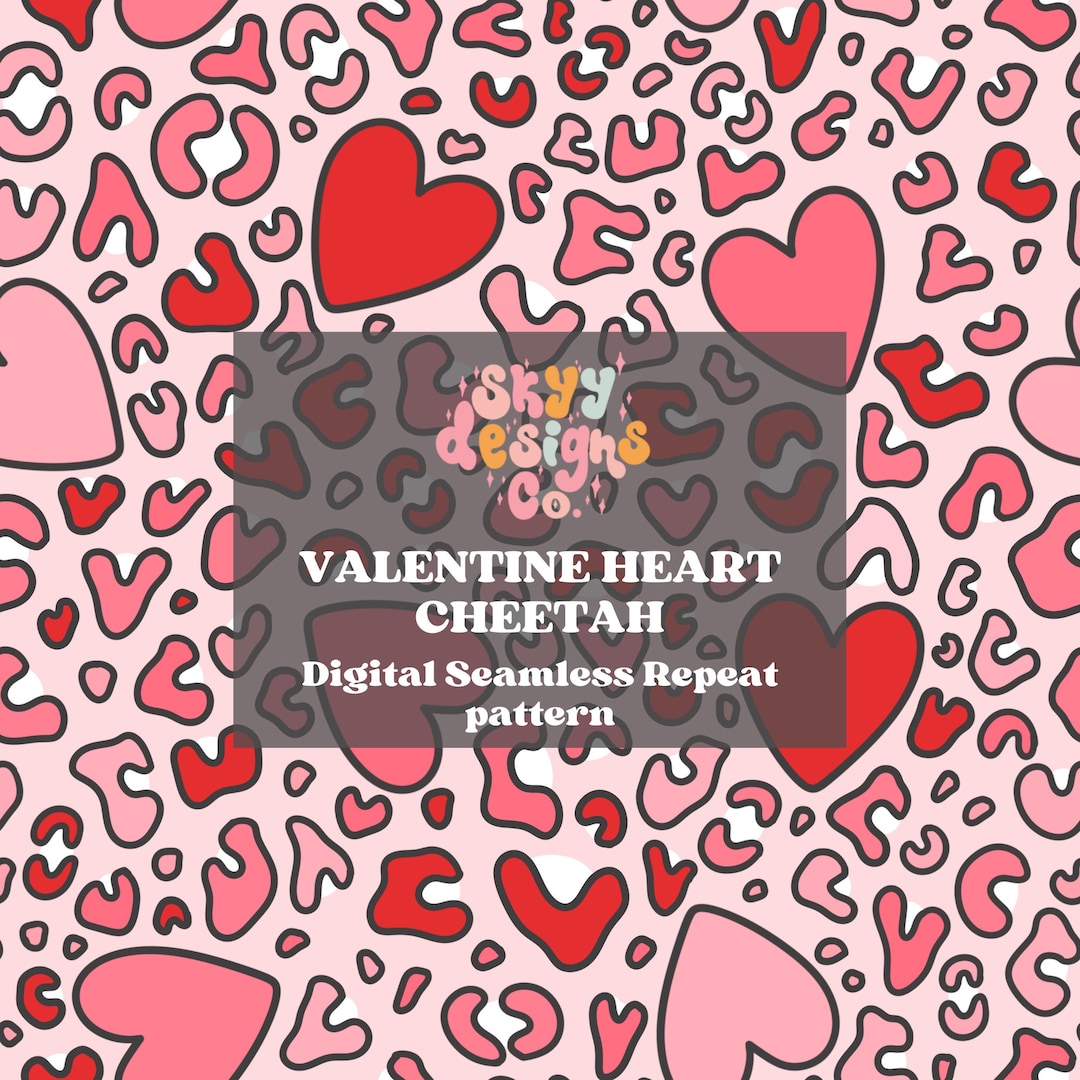 Heart Cheetah Seamless Pattern for Valentine's Day, Love Cheetah Print ...