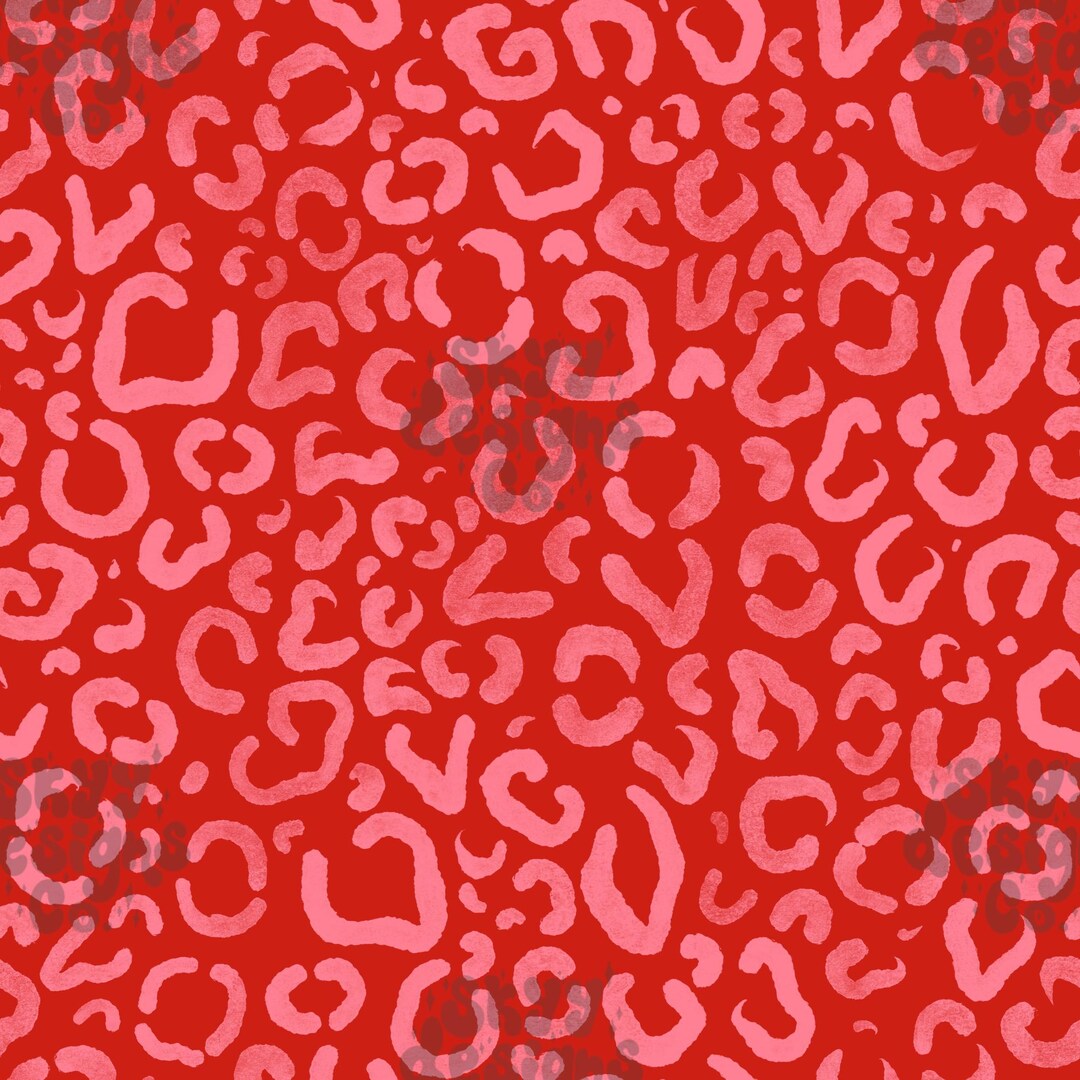 Watercolor Cheetah Seamless Pattern for Valentine's Day, Love Leopard ...
