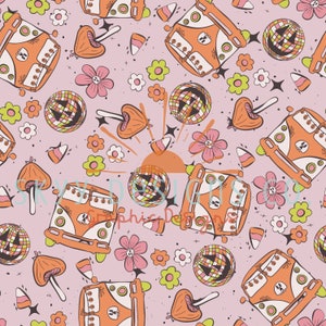 Retro Halloween Ghosts and Pumpkins Digital Seamless Pattern for ...