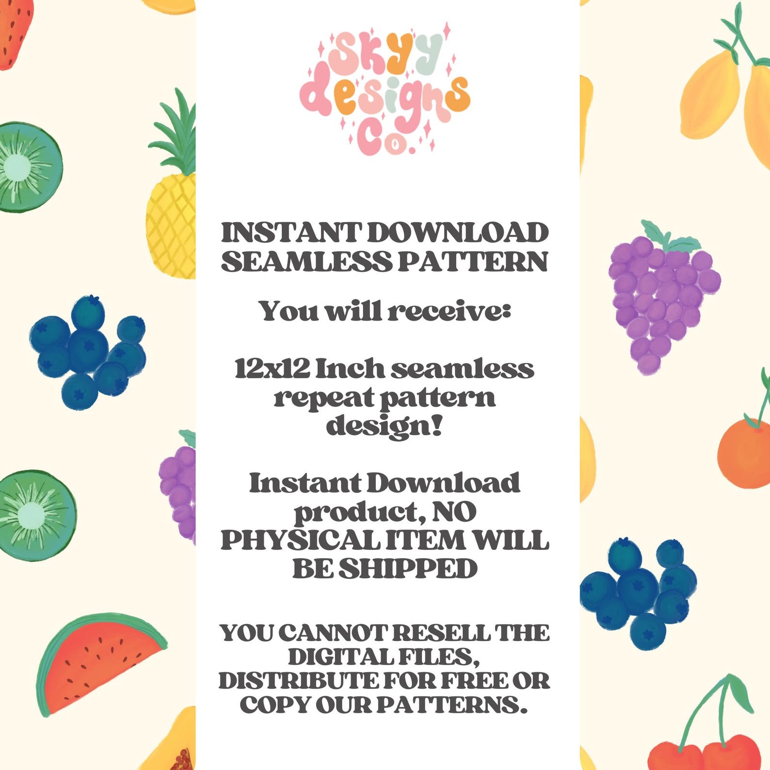 Watercolor Summer Fruit Seamless Pattern, Tropical Pattern Paper ...