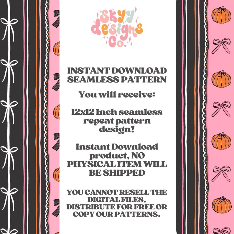 Spooky Bow Stripes Seamless Pattern for Halloween, Preppy Pumpkin ...