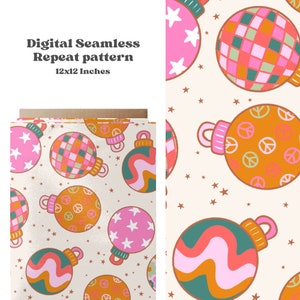 Retro Christmas Ornaments Seamless Pattern, Festive Holiday Pattern ...