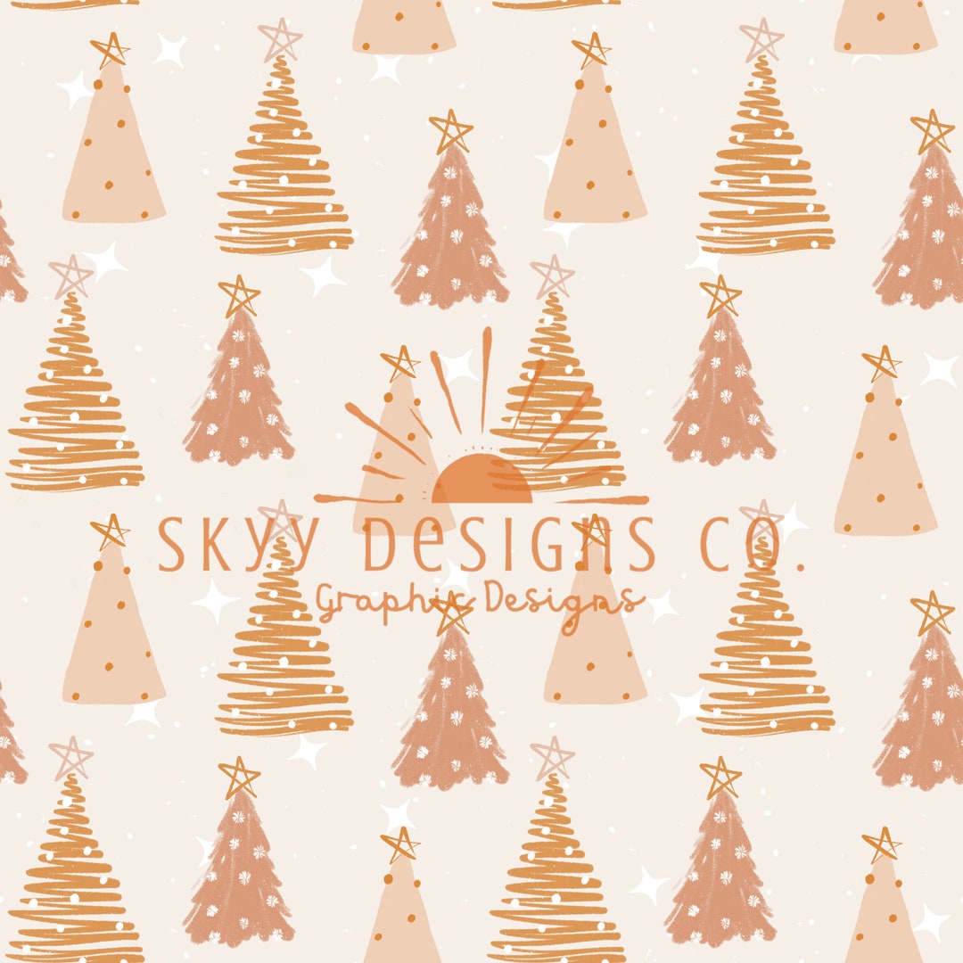 Neutral Boho Christmas Trees Seamless Pattern for Christmas, Christmas ...