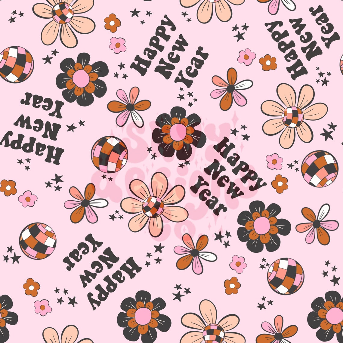 Boho Happy New Year Digital Seamless Pattern for Fabrics and - Etsy