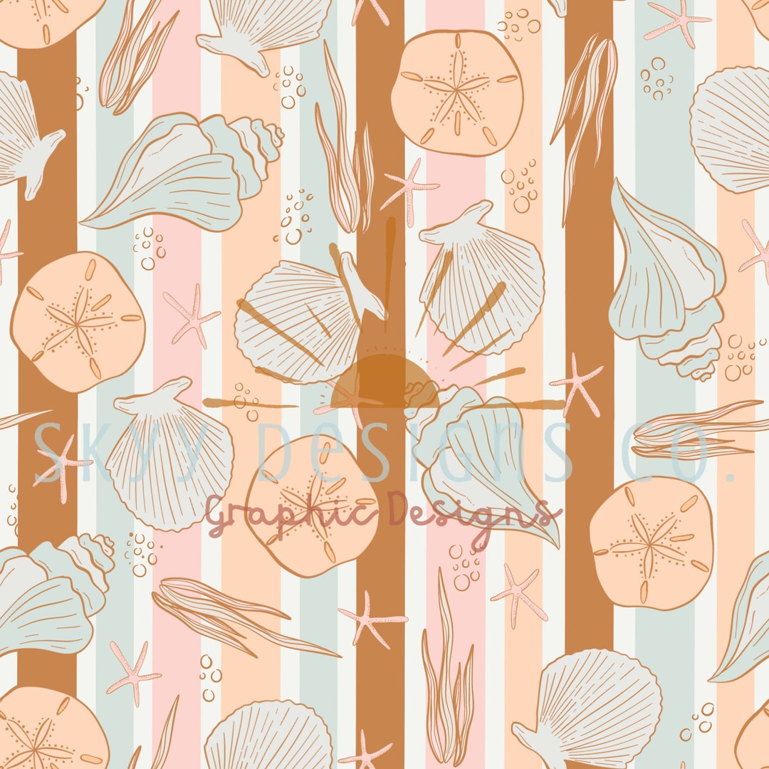 Boho Beachy Seashells Seamless Pattern for Summer, Boho Summer Seamless ...