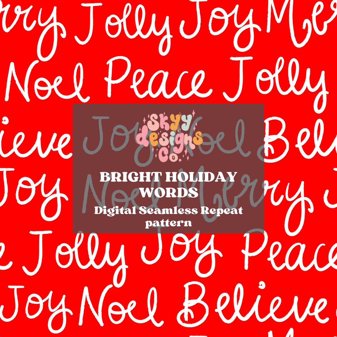 Christmas Holiday Words Digital Seamless Pattern Design Download for ...