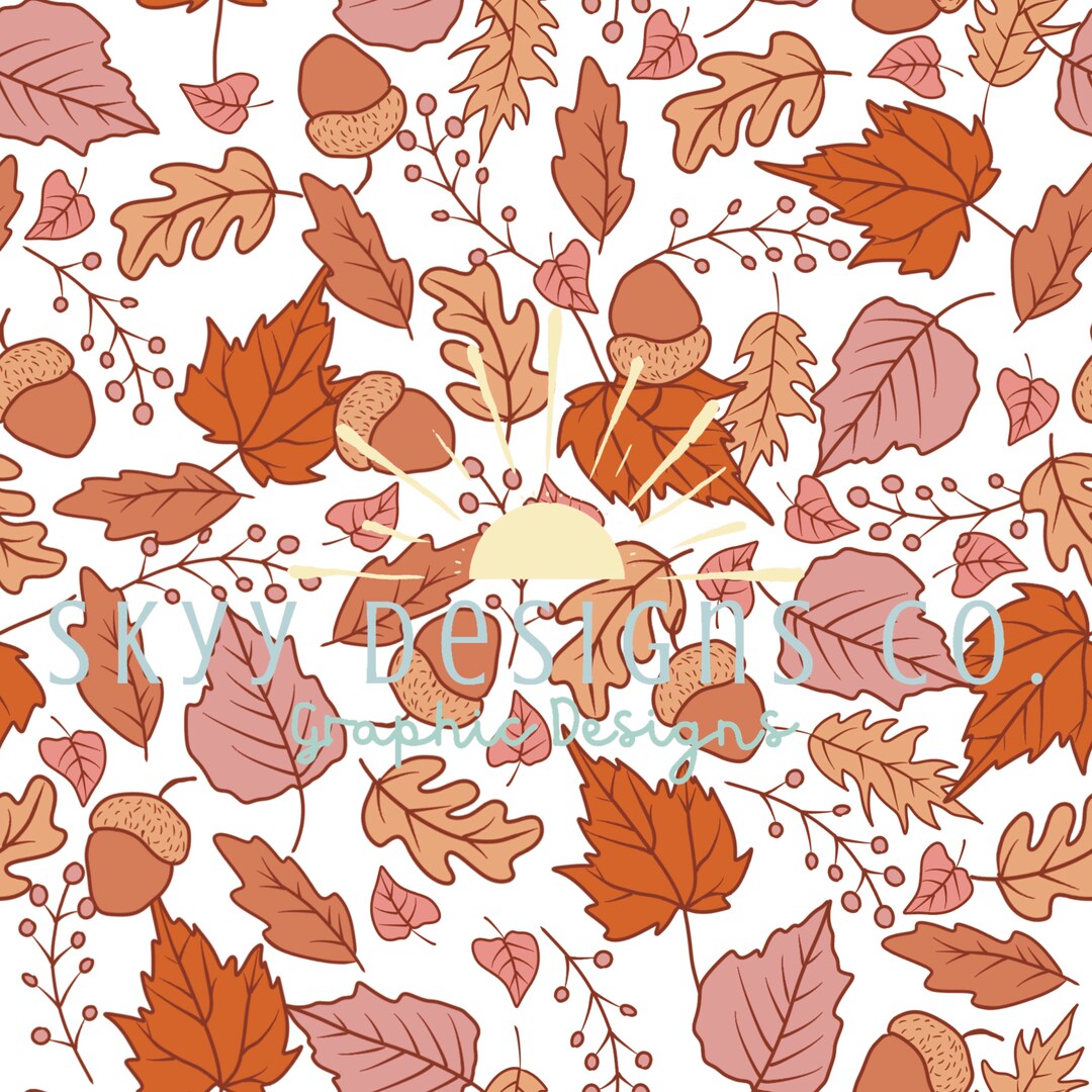 Preppy Boho Leaves Seamless Pattern for Fall, Autumn Pattern Paper ...
