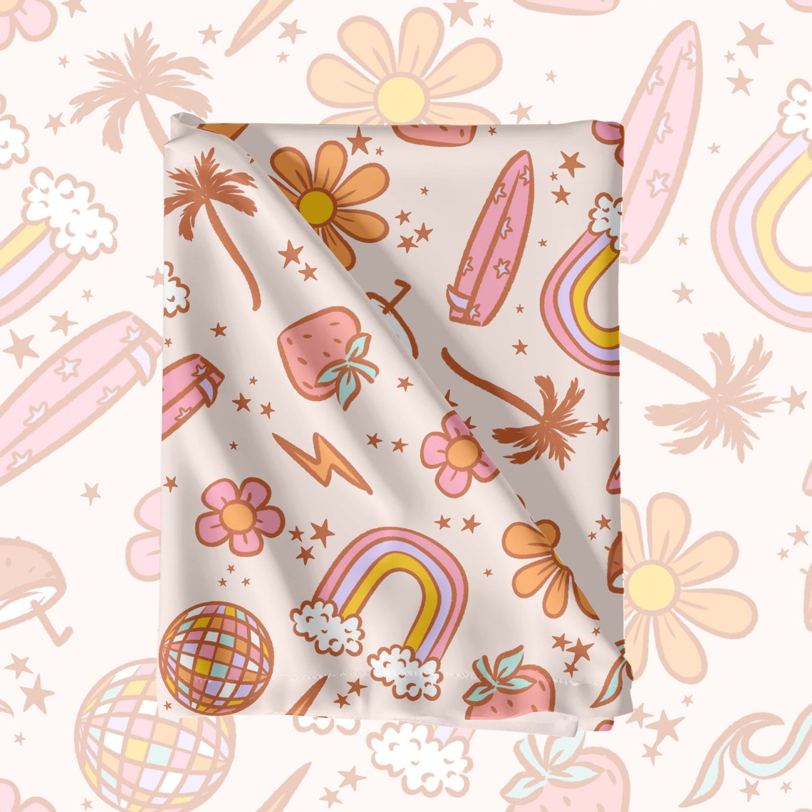 Retro Groovy Summer Seamless Pattern, Preppy Surfing Pattern Paper ...
