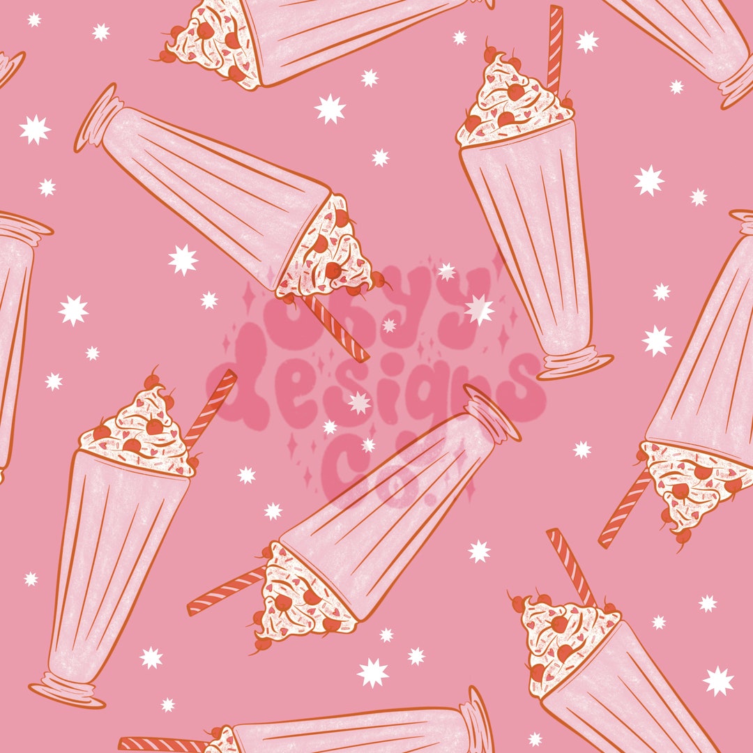Love Milkshakes Seamless Pattern for Valentine's Day, Milkshakes ...