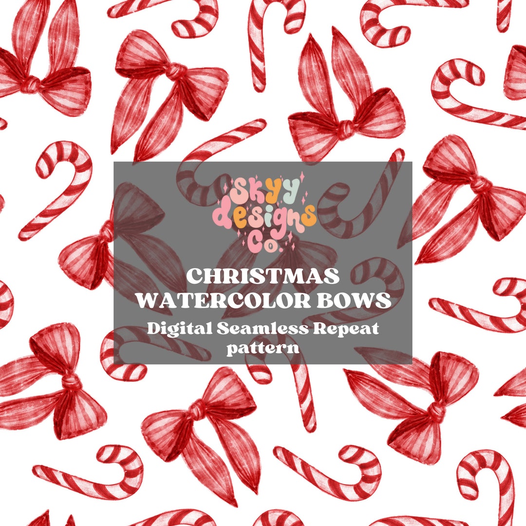 Trendy Christmas Bows Digital Seamless Pattern for Fabrics and ...