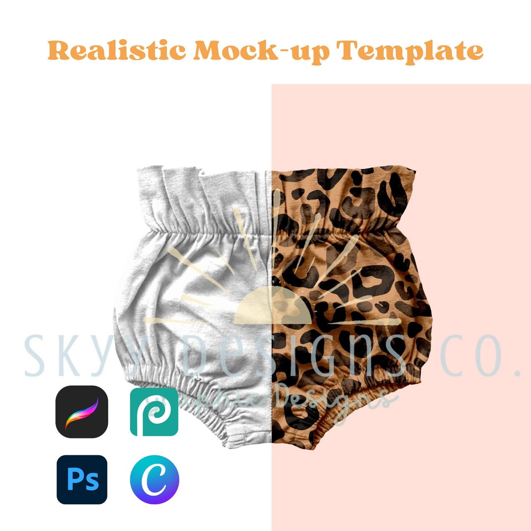 Ruffle Bloomers Realistic Mock-up Template for Procreate Canva and ...