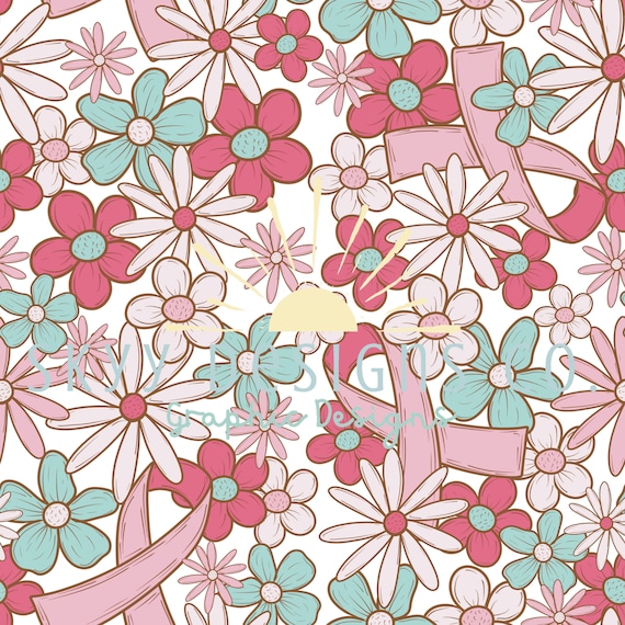 Pink Ribbon Floral Digital Seamless Pattern for Fabrics and | Etsy